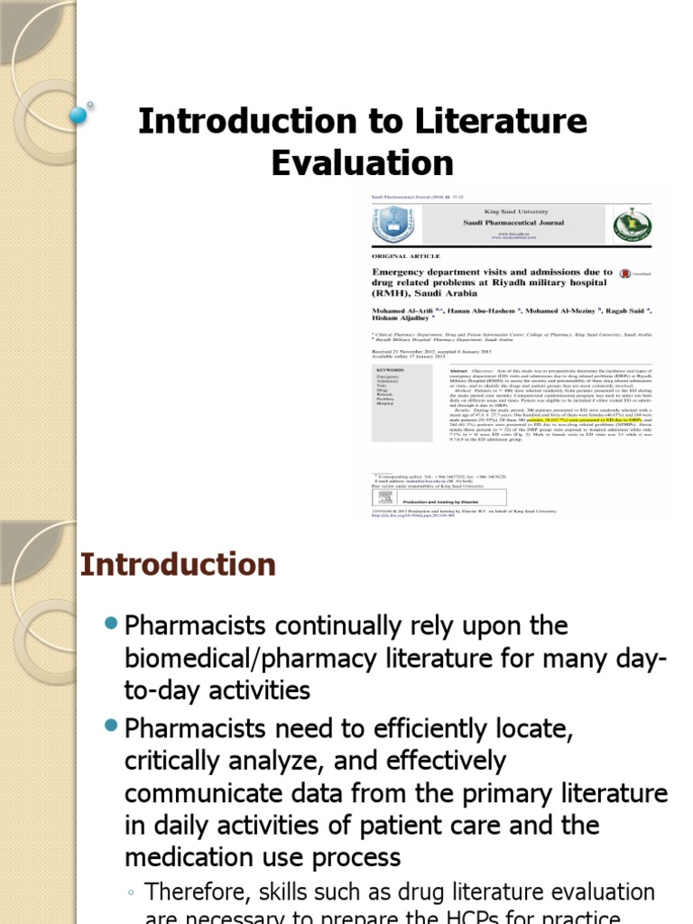 Literature Evaluation | PDF | Meta Analysis | Pharmacy
