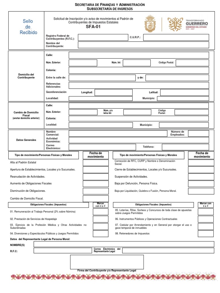Formato sfa-01 (PDF) (1) | PDF | Impuestos | Gobierno