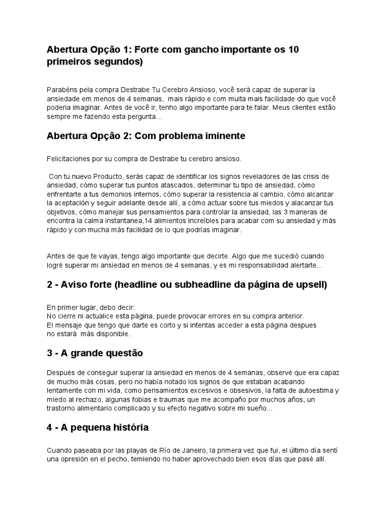 Nomade Milionario - Aula 6 - Script para Um Video de Upsell | PDF | Ansiedad | Fobia