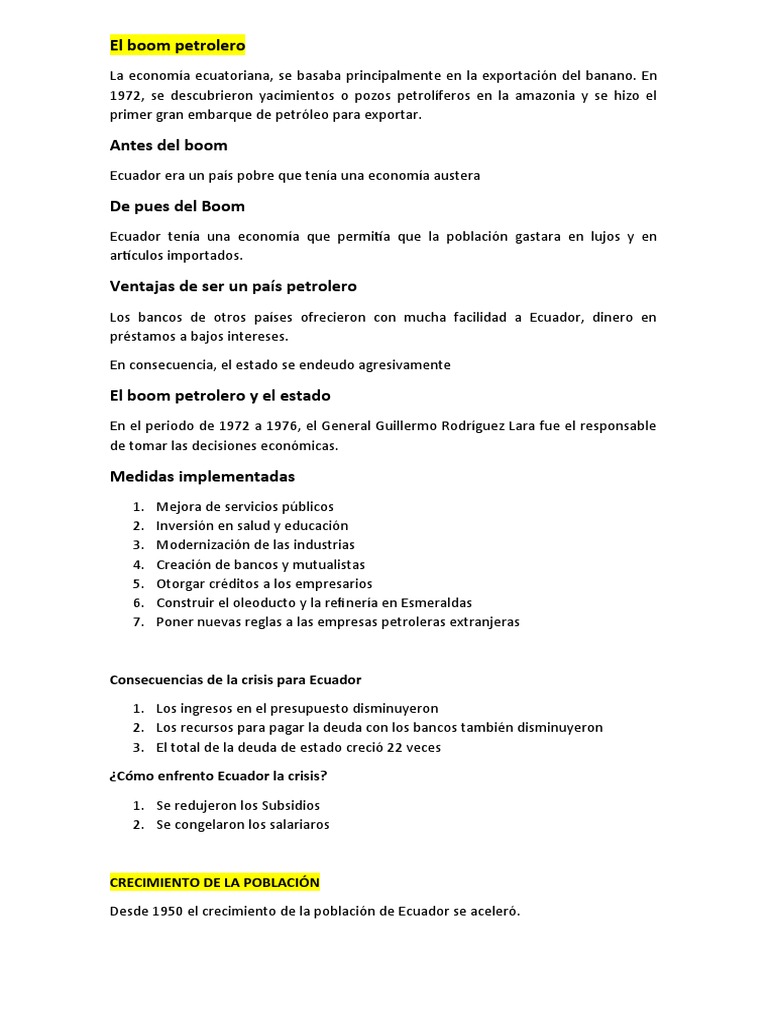 El Boom Petrolero | PDF | Ecuador | Petróleo