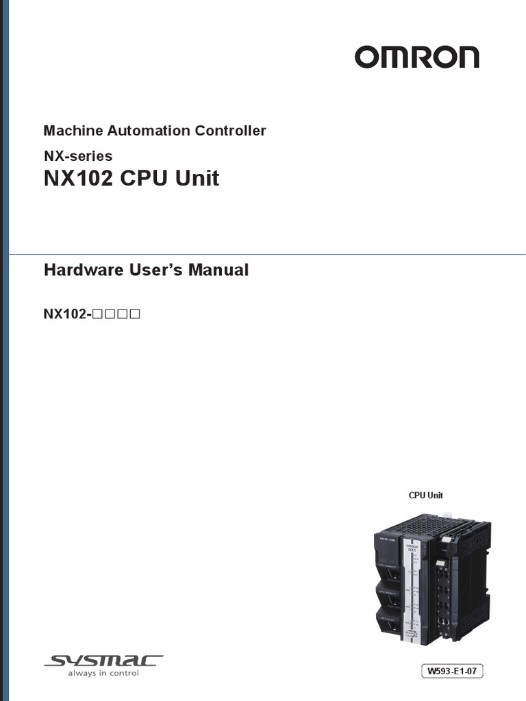 w593 Nx102 Cpu Unit Technical Manual en | PDF | Input/Output | Central Processing Unit