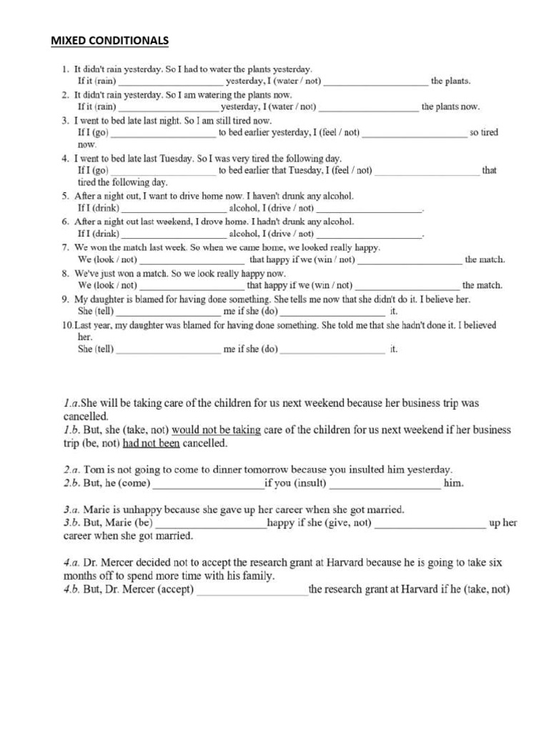MIXED CONDITIONALS Exercises | PDF
