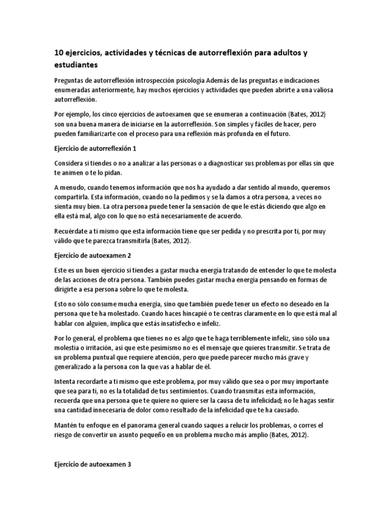 Ejercicios de autorreflexión para adultos | PDF | Verdad | Información
