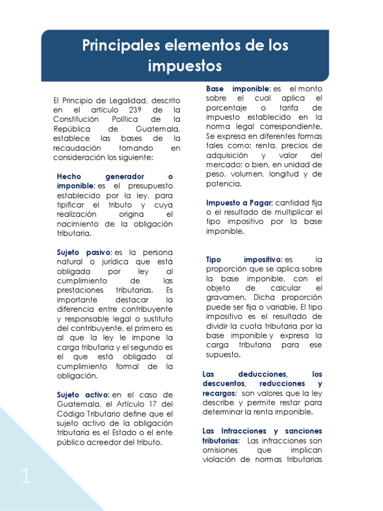 Principales Elementos de Los Impuestos | PDF | Impuestos | Gobierno