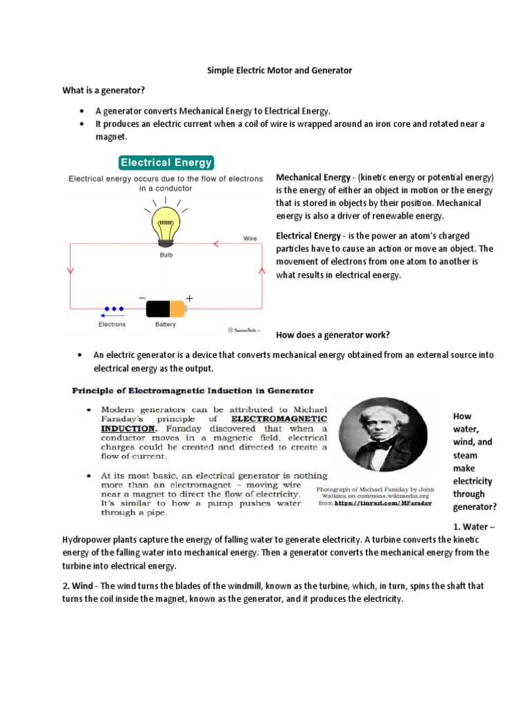 Simple Electric Motor and Generator | PDF | Electric Generator ...