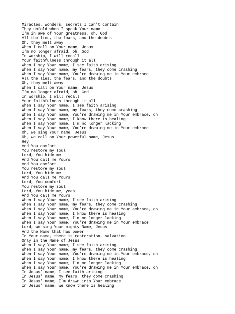 When I Say Your Name: Lyrics Analysis | PDF