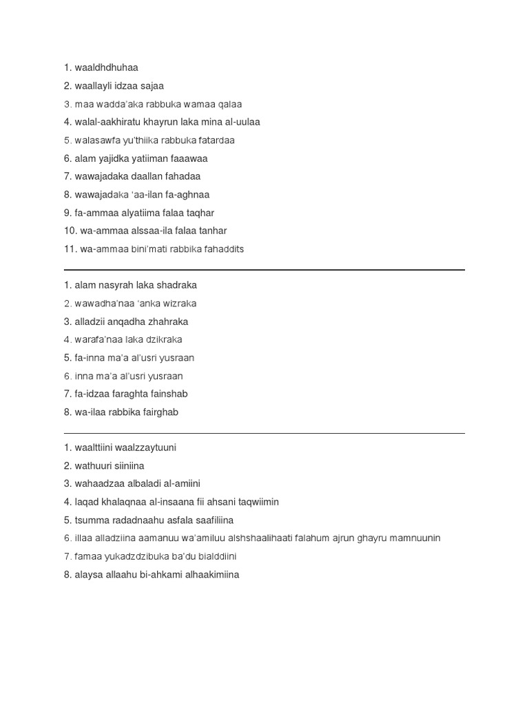 Hafalan Surat Al-Quran Juz 30 Latin | PDF