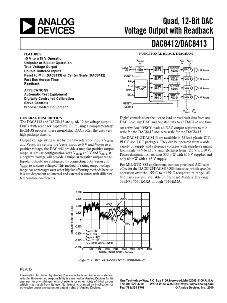 DAC8412 - Quad, 12-Bit DAC Voltage Output With Readback | PDF ... DAC8412 - Quad, 12-Bit DAC Voltage Output With Readback | PDF ...