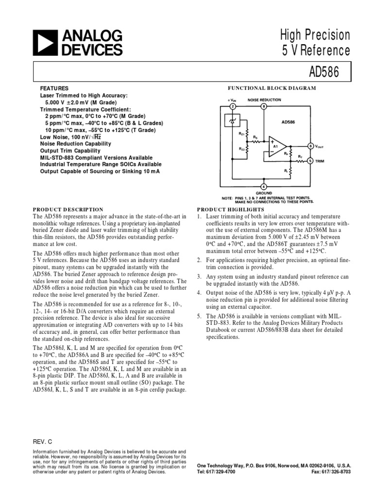 AD586 - High Precision 5 V Reference | PDF | Capacitor | Amplifier