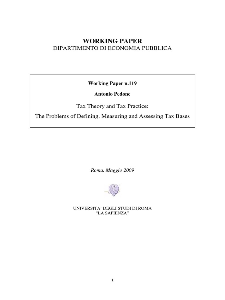 Tax Theory and Tax Practice The Problems of Defining Measuring and Assessing Tax Bases | PDF ...