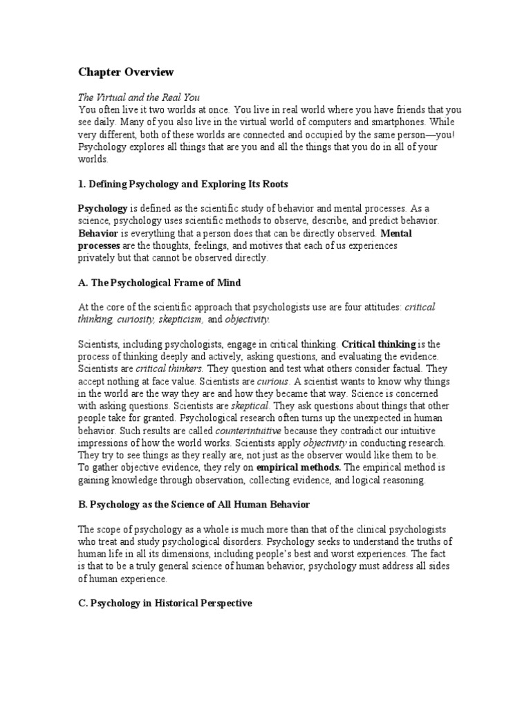 Psychology Chapter Overview | PDF | Psychology | Experiment
