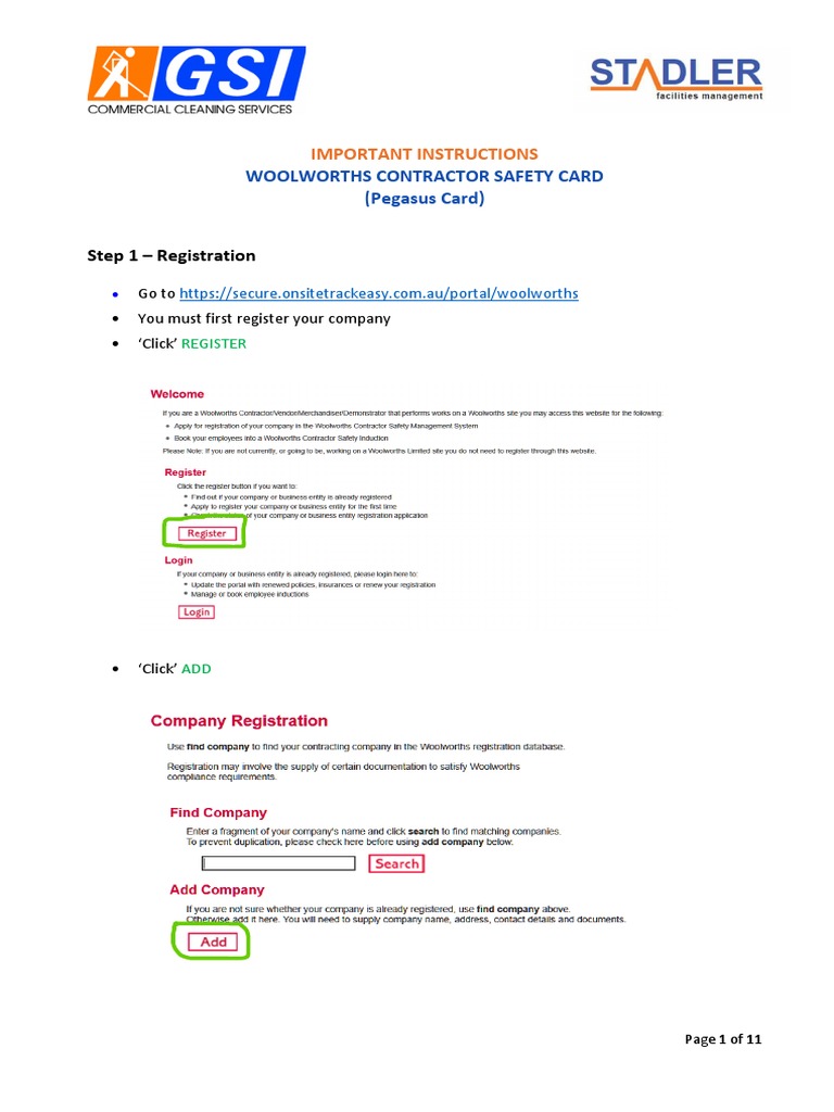 Woolworths Pegasus Card Induction Instructions | PDF | Computing