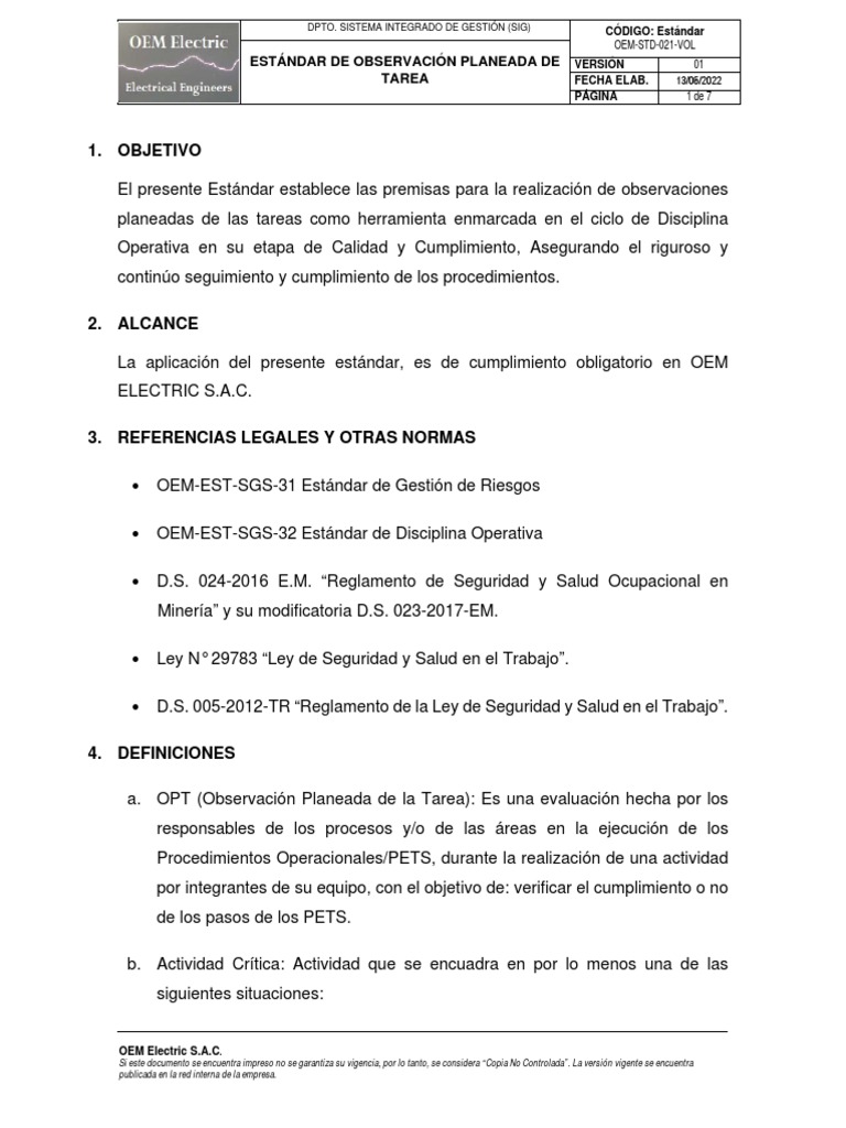 Oem-Std-021-Vol Estandar Opt | PDF | Business