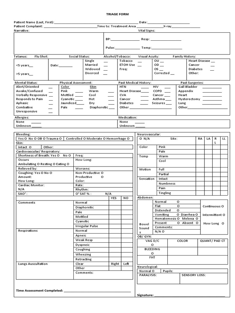 Triage Form | PDF | Physiology | Causes Of Death