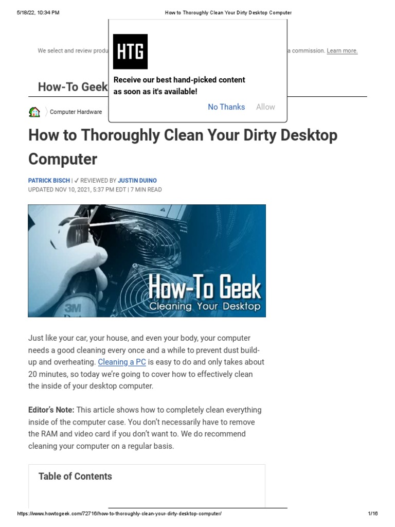 How To Thoroughly Clean Your Dirty Desktop Computer | PDF | Personal ...