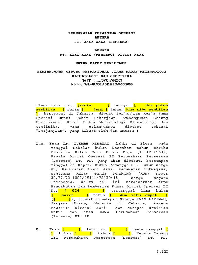 Contoh Draft Kso | PDF