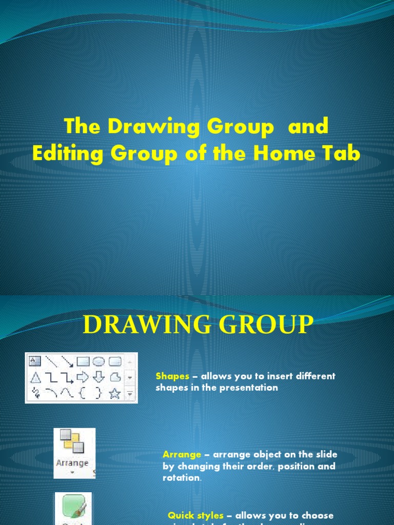 Home Tab Drawing and Editing Guide | PDF