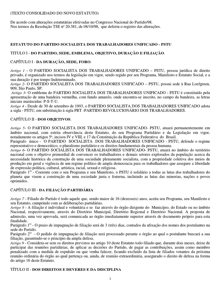 16 - PSTU - Partido Socialista Dos Trabalhadores Unificado | PDF ...
