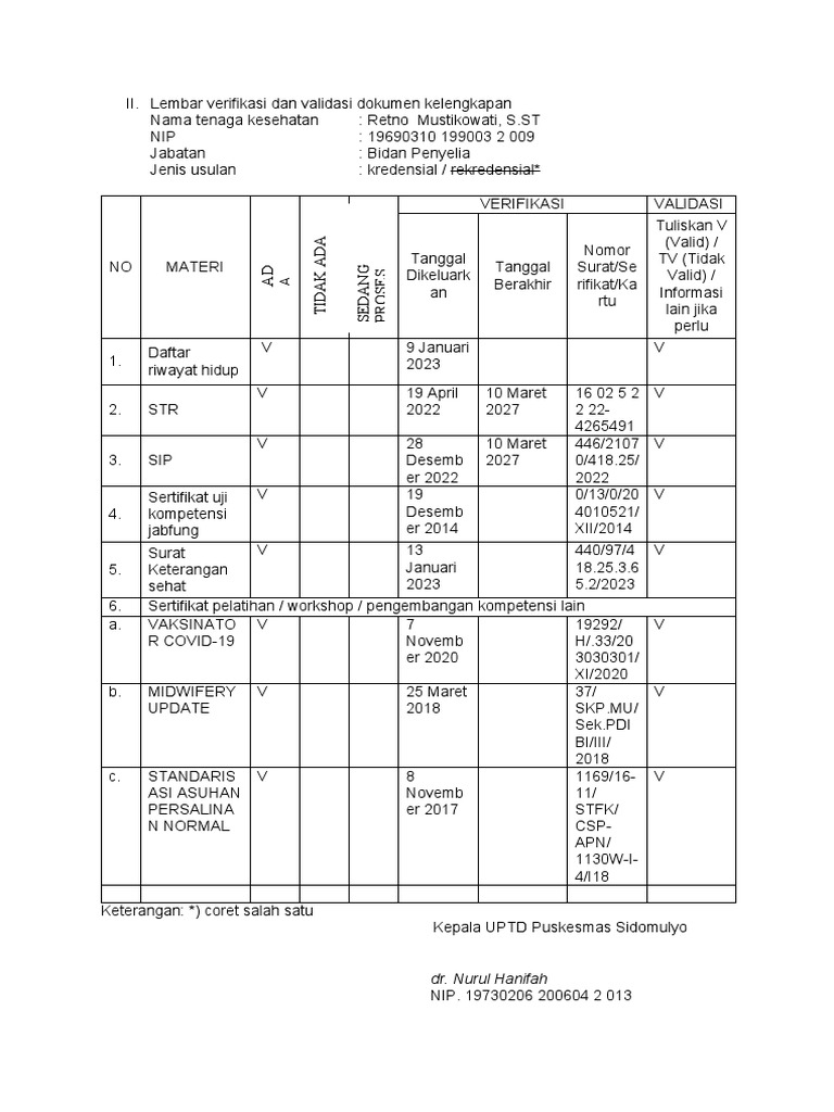Formulir 2 - Lampiran - Lembar Verifikasi Dan Validasi Dokumen ...