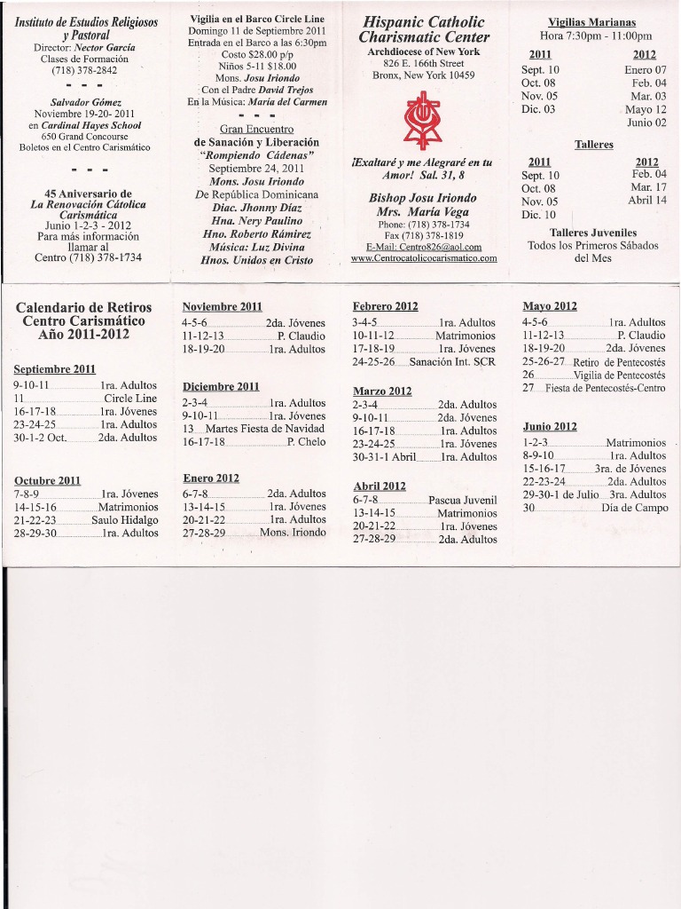 Calendario de Retiros 2011-2012 Bronx | PDF | Días santos católicos ...