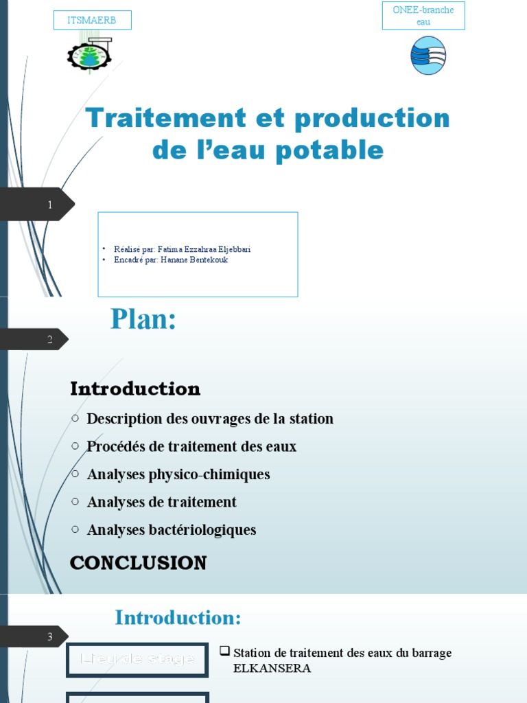 Exposé Traitement Et Production de L'eau Potable | PDF | Filtration | Eau