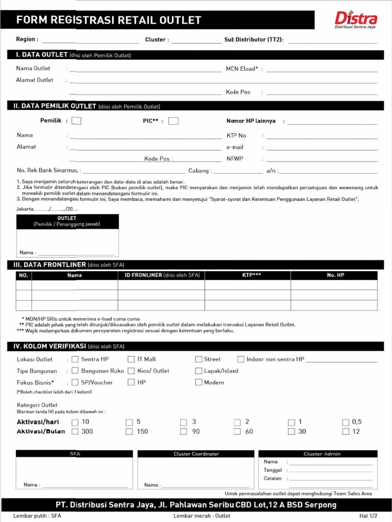 Form Registrasi NOO TERUPDATE | PDF