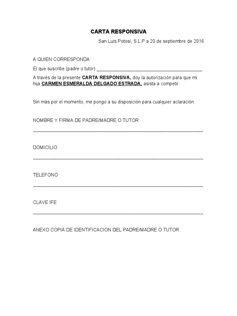 Carta Responsiva | PDF