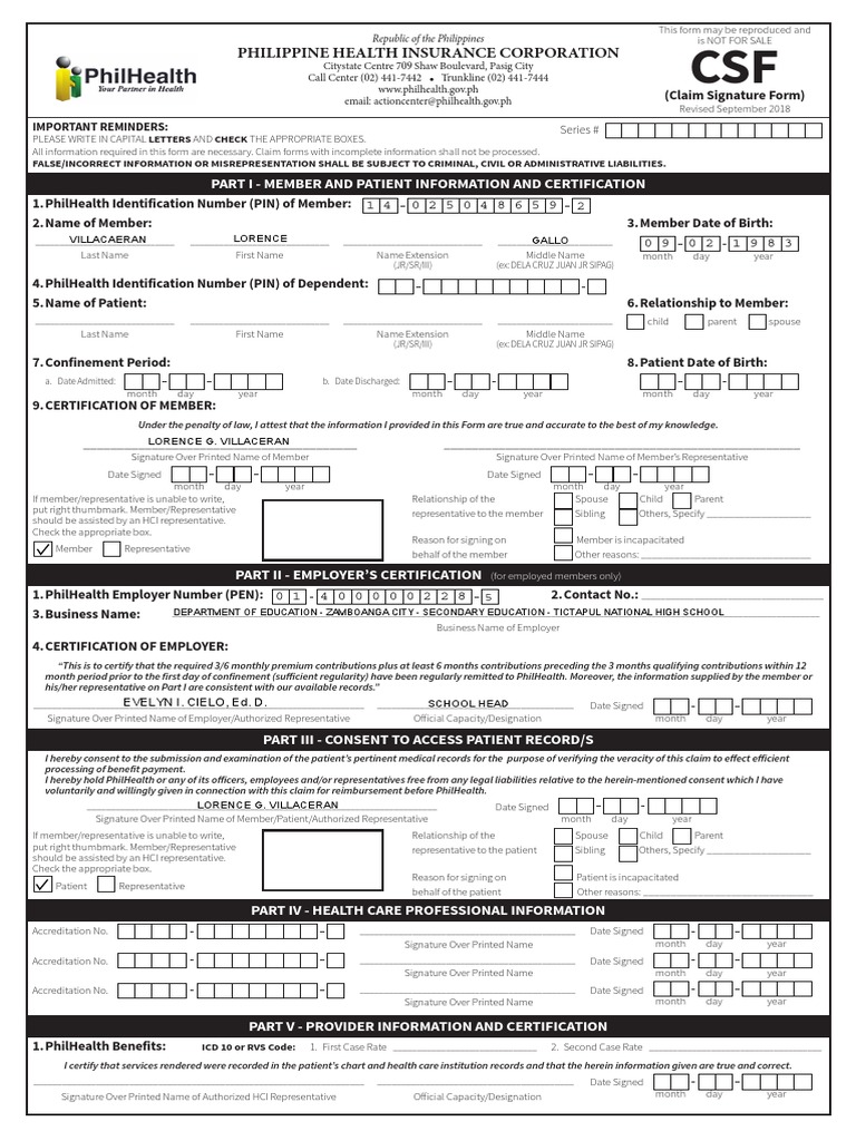 2018 Claim Signature Form Pdf Medical Record Consent
