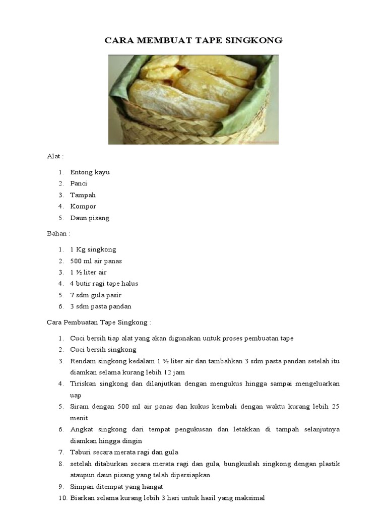 Cara Membuat Tape Singkong | PDF