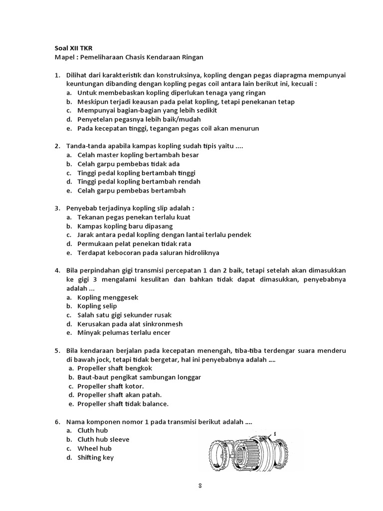 Pemeliharaan Chasis Kendaraan Ringan XII TKR | PDF