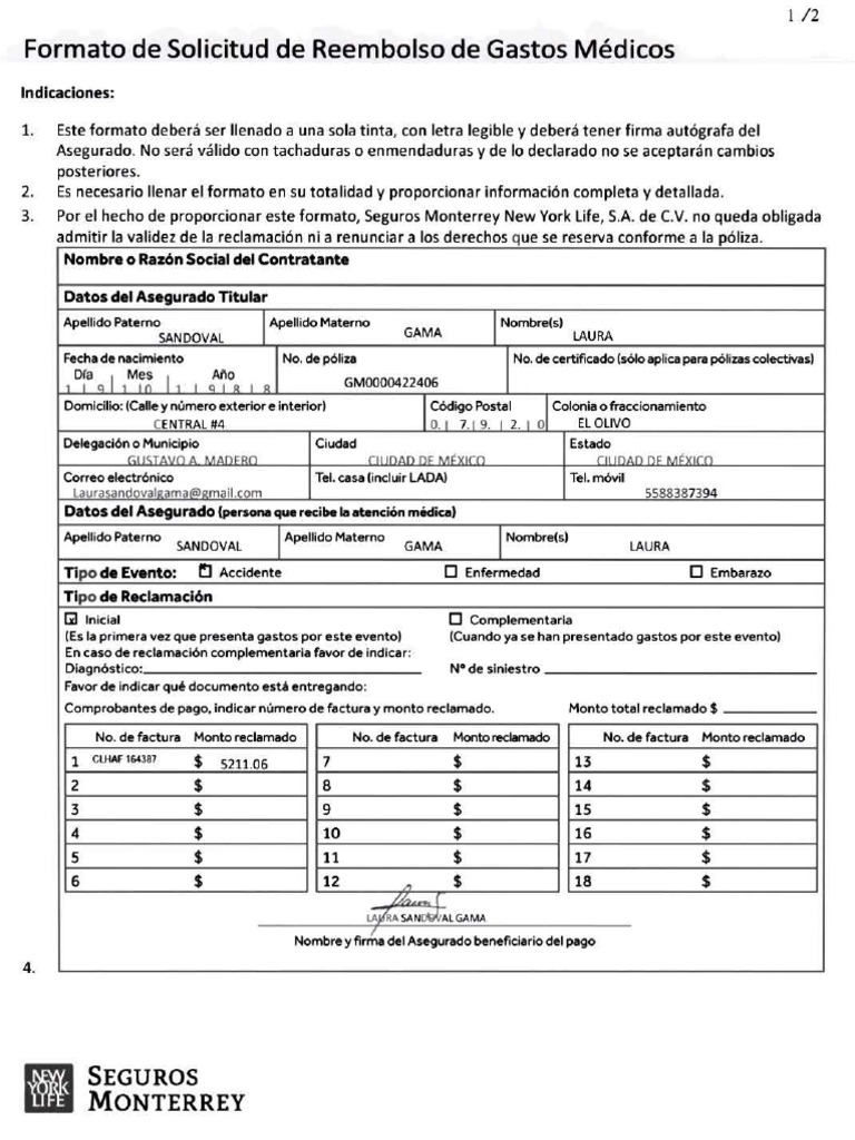 Formato de Reembolso de Gastos Medicos | PDF | Póliza de seguros | Seguro