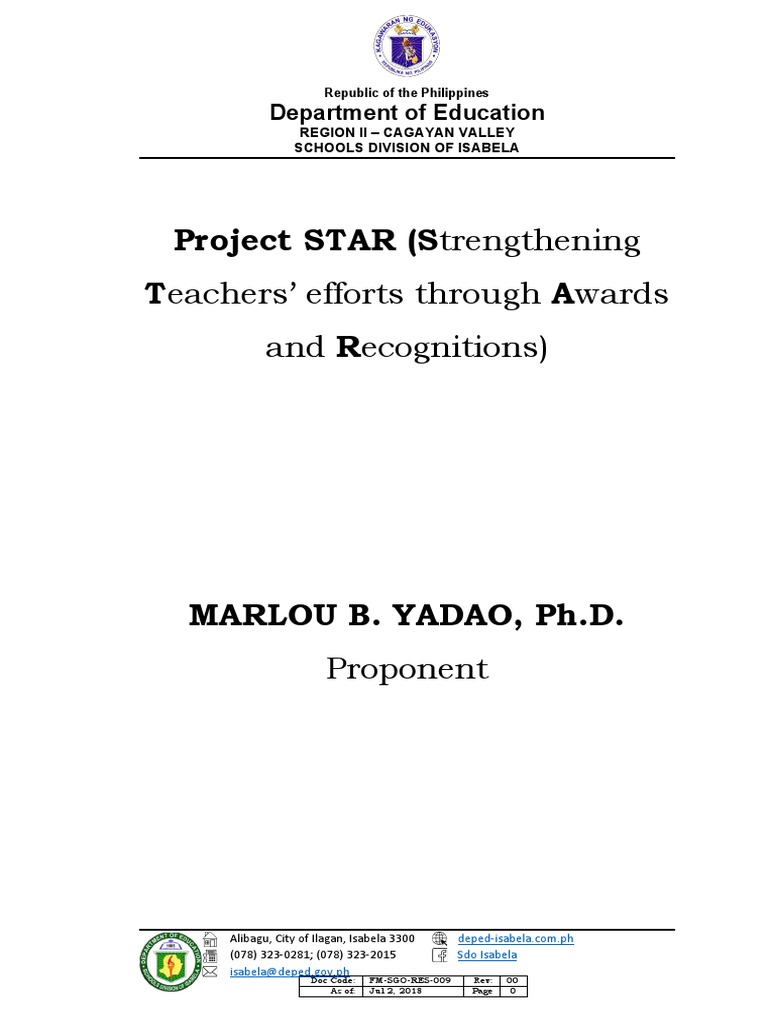 Project STAR: Teacher Recognition Initiative | PDF | Teachers
