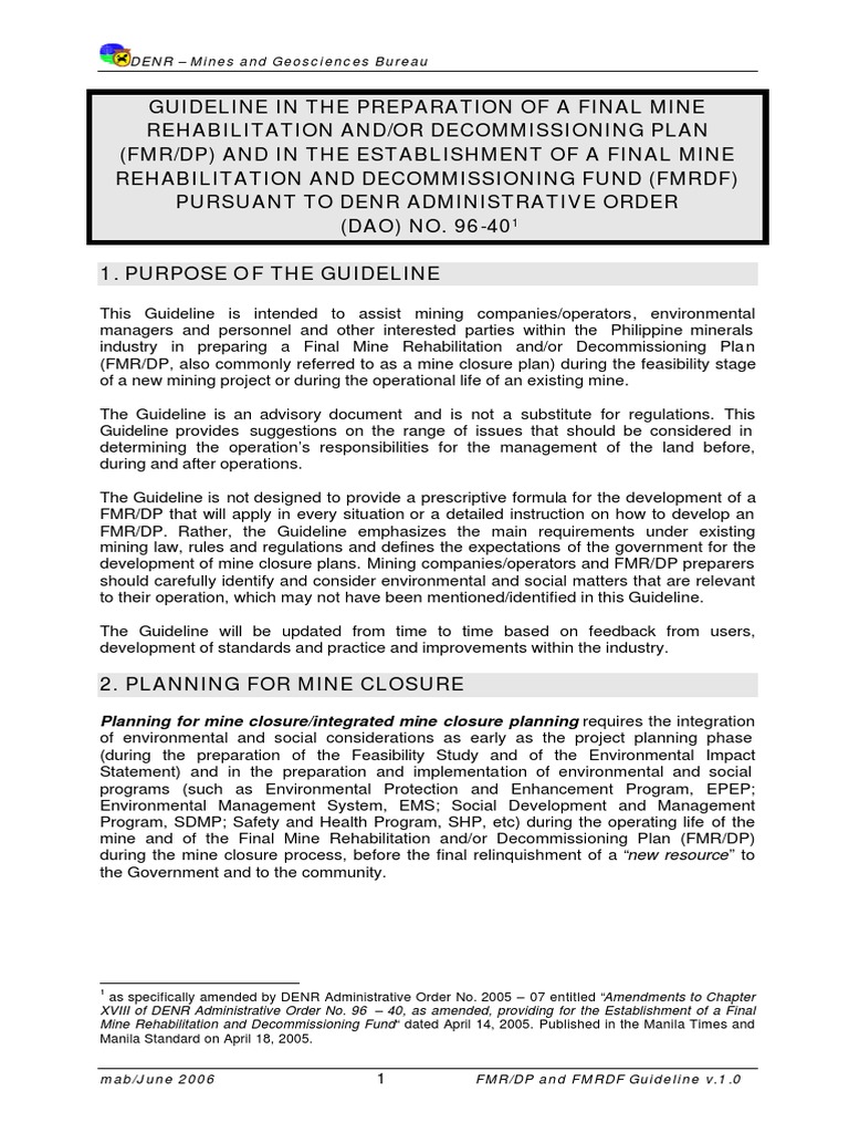 FMRDP and FMRDF Guideline - June 2006 - Version 1.0 | PDF | Risk | Risk ...