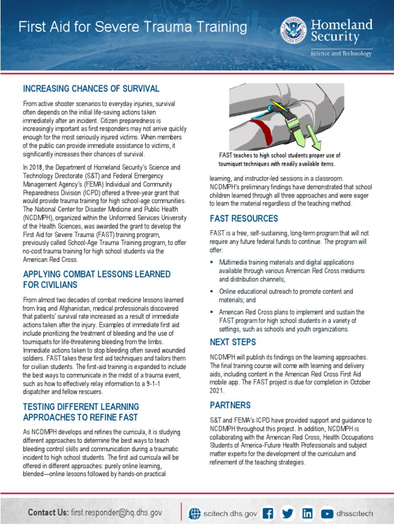 First Aid For Severe Trauma Training Fast Fact Sheet Final 0 | PDF