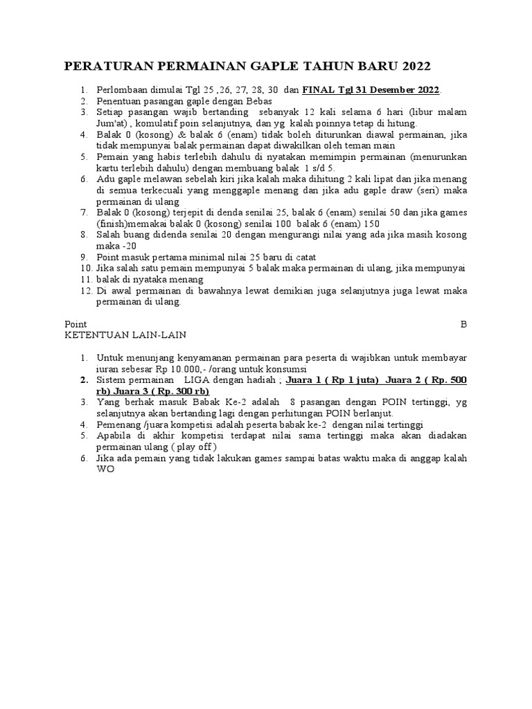 Peraturan Permainan Gaple | PDF