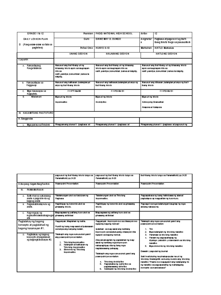 DLL Pagbasa Cot 2 | PDF