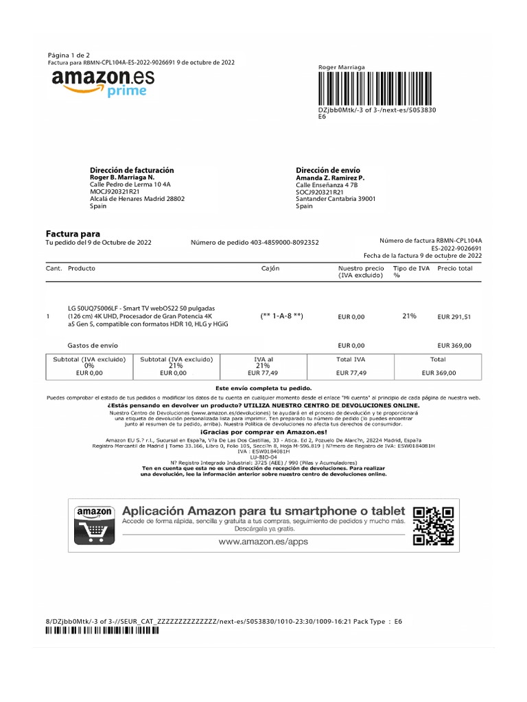 Amazon Factura LG 50UQ75006LF | PDF | Informática