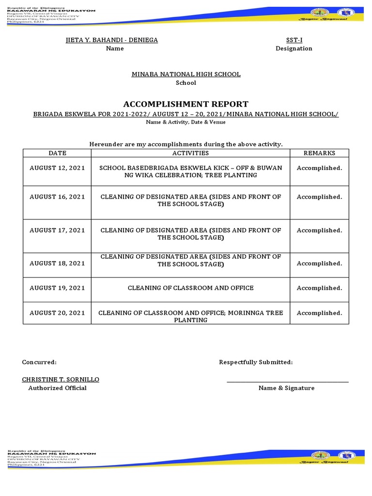 Accomplishment Report | PDF
