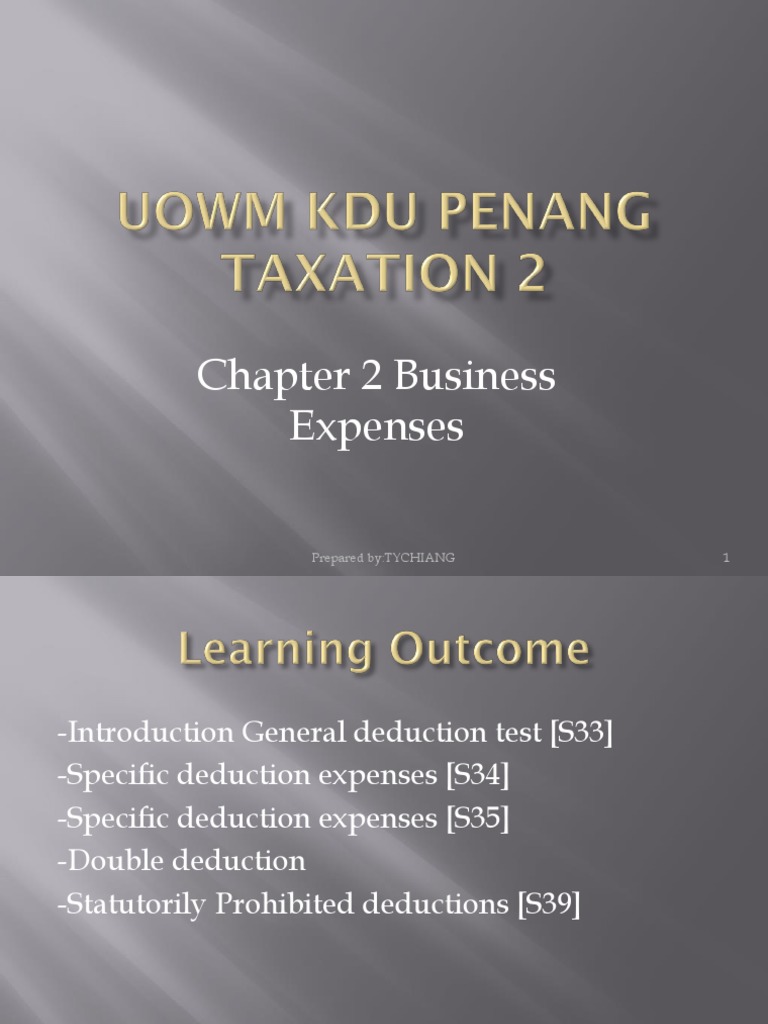 Chapter 2 Business Expenses - Student | PDF | Expense | Tax Deduction