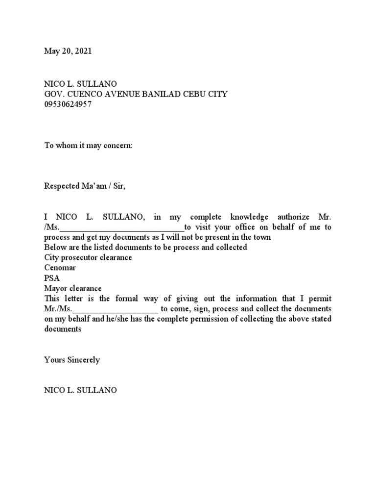 Authorization Letter | PDF