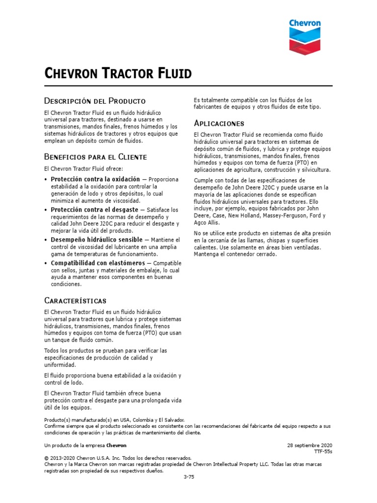 FT Chevron Tractor Fluid 1 | PDF | Tractor