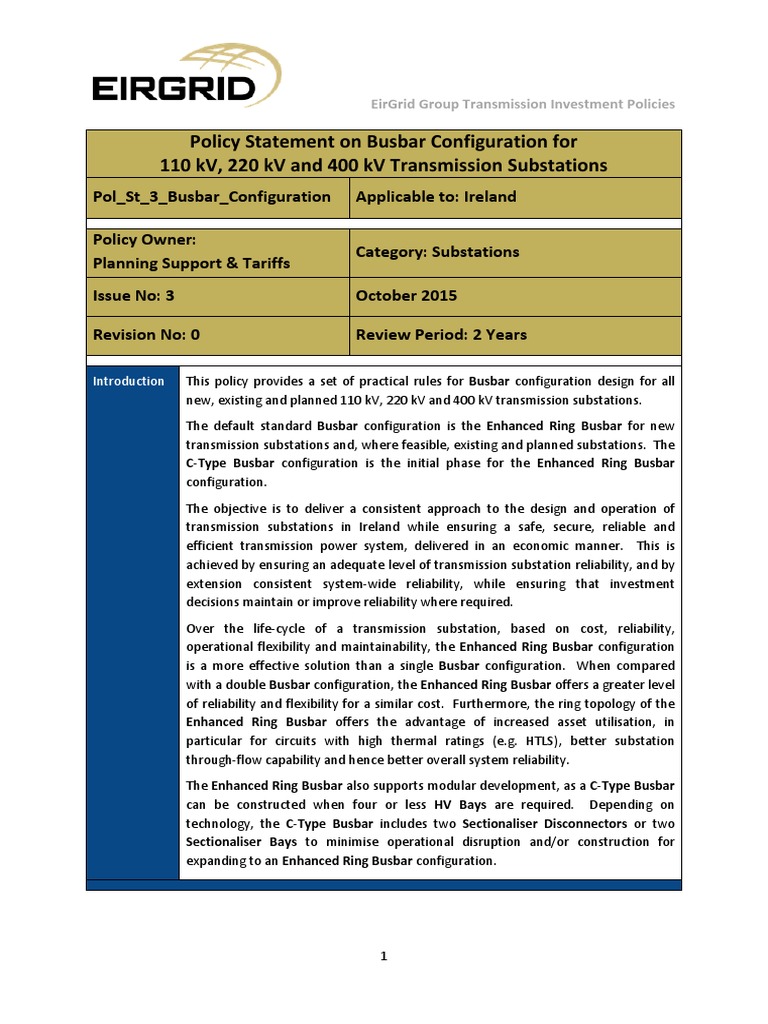 4-Policy Statement Busbar Configuration v3.0 | PDF | Electric Power ...