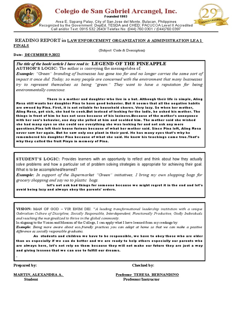 Reading-report-And-learning-diary Geeco 1 Dalumat Project Alexandra A.martin Bs Crim 1-2 | PDF