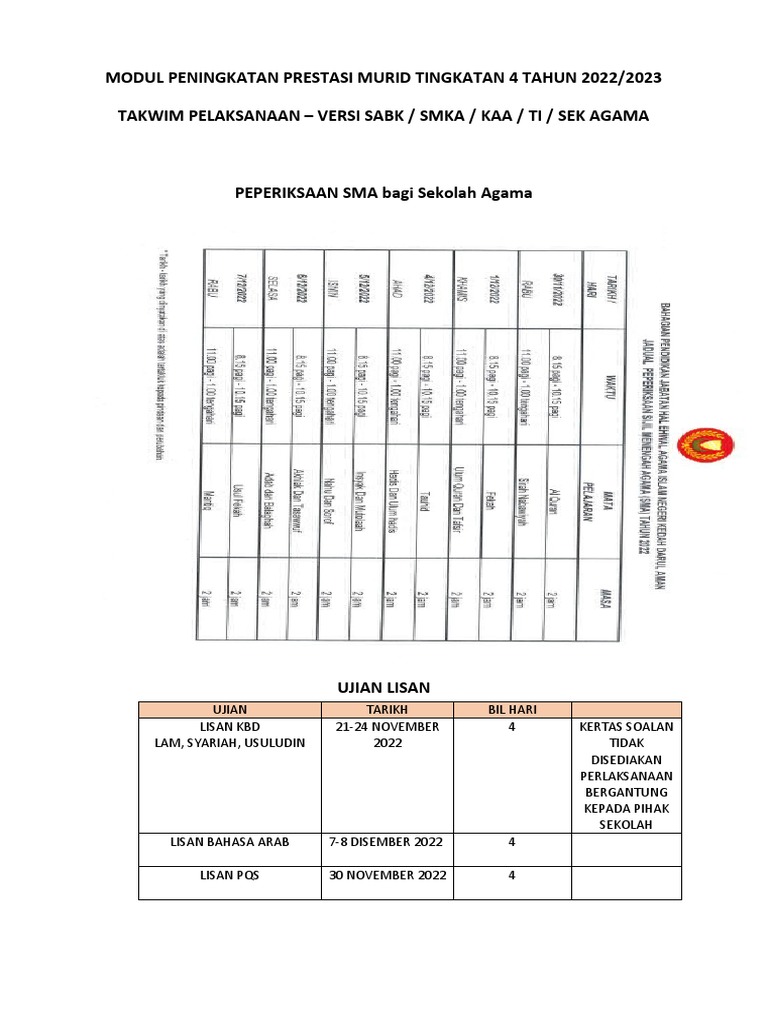 Jadual Pelaksanaan MPS Ting 4 2022 2023 Versi Smka Sabk Dan SMK Tasawur ...