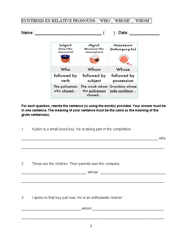 Relative Pronouns Practice Worksheet | PDF | Career & Growth