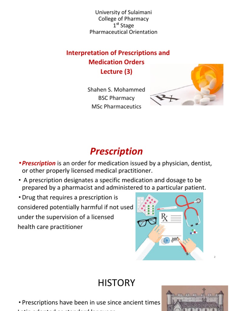 Interpretation of Prescriptions and Medication Orders Lecture | PDF ...