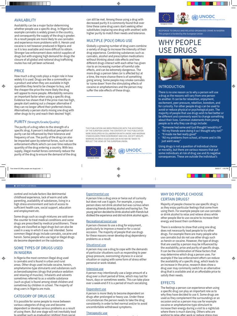 Fact Sheet 02 Why People Use Drugs | PDF | Substance Abuse ...