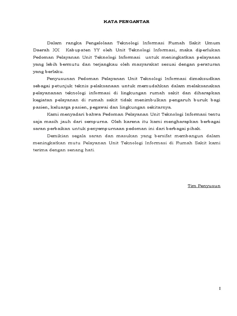 Contoh PEDOMAN PELAYANAN UNIT TI 2022 Ok | PDF