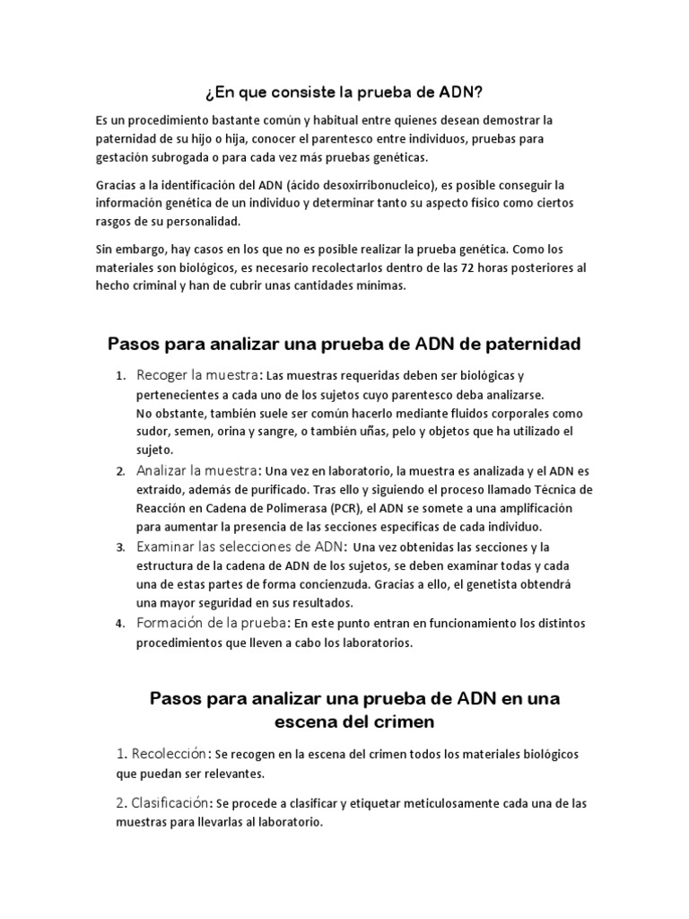En Que Consiste La Prueba de ADN | PDF