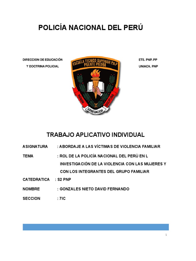 ROL DE LA POLICÍA NACIONAL DEL PERÚ EN Lee | PDF | La violencia contra ...